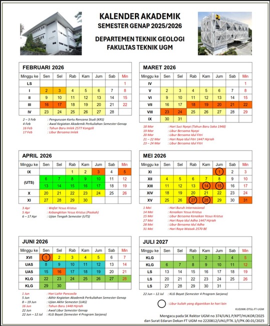 Kalender Akademik Semester Genap 2025/2026 Departemen Teknik Geologi FT ...